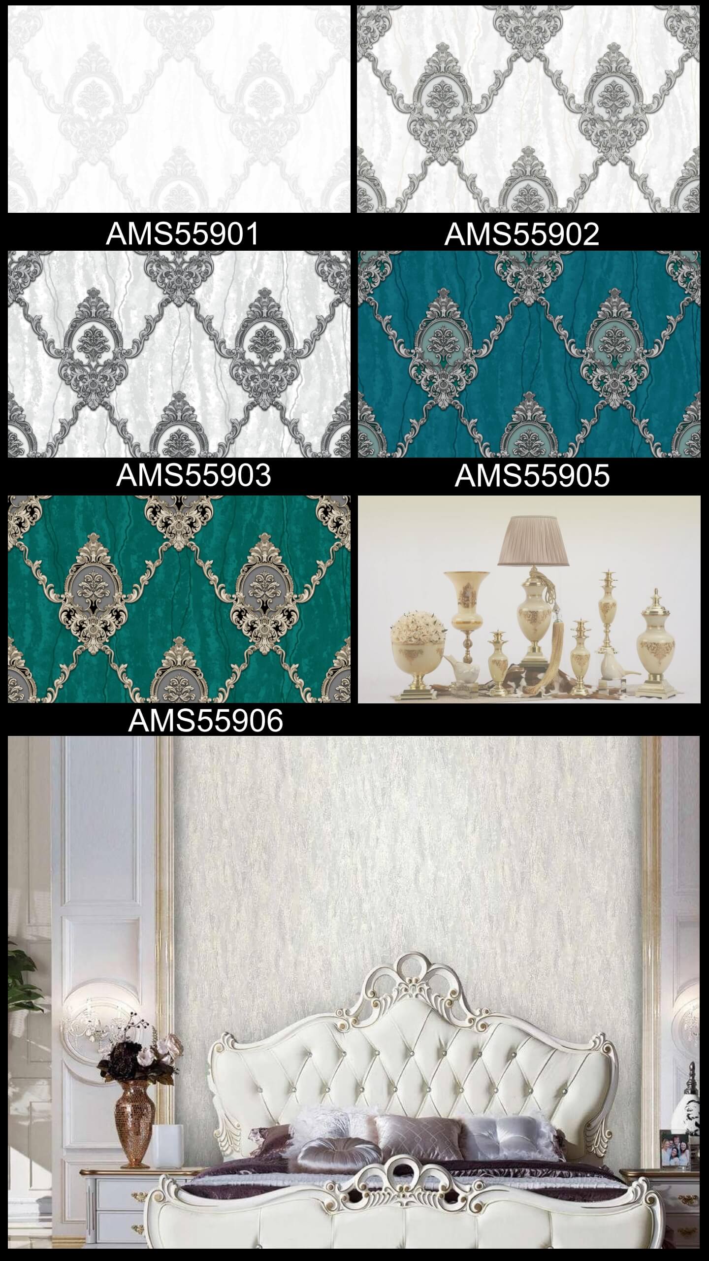 Trendy Damask Design PVC Wallpapers Cost-Effective Wall Decors Premium ...